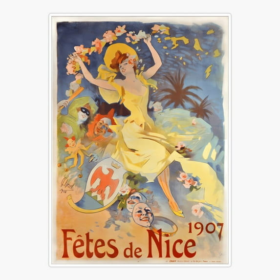 DOPASTICKER Jules Cheret,FãªTes De Nice 1907 Sticker, Phone Sticker Car ...