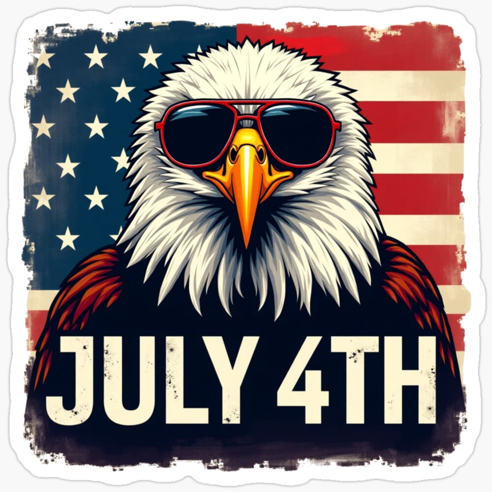 DOPASTICKER July 4Th, 4Th Of July Merica Patriotism Sticker - Retro ...