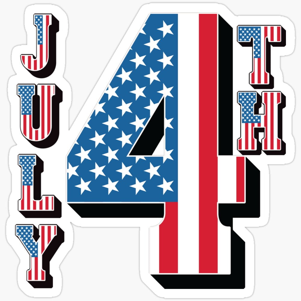 DOPASTICKER July 4Th - American Flag Text Sticker Fourth Of July ...