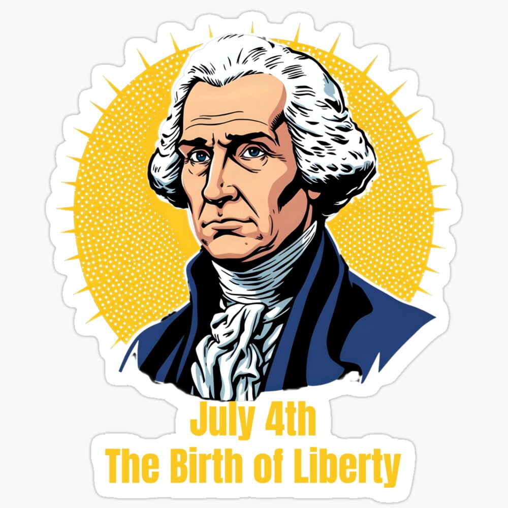 DOPASTICKER July 4Th The Birth Of Liberty Sticker Fourth Of July ...