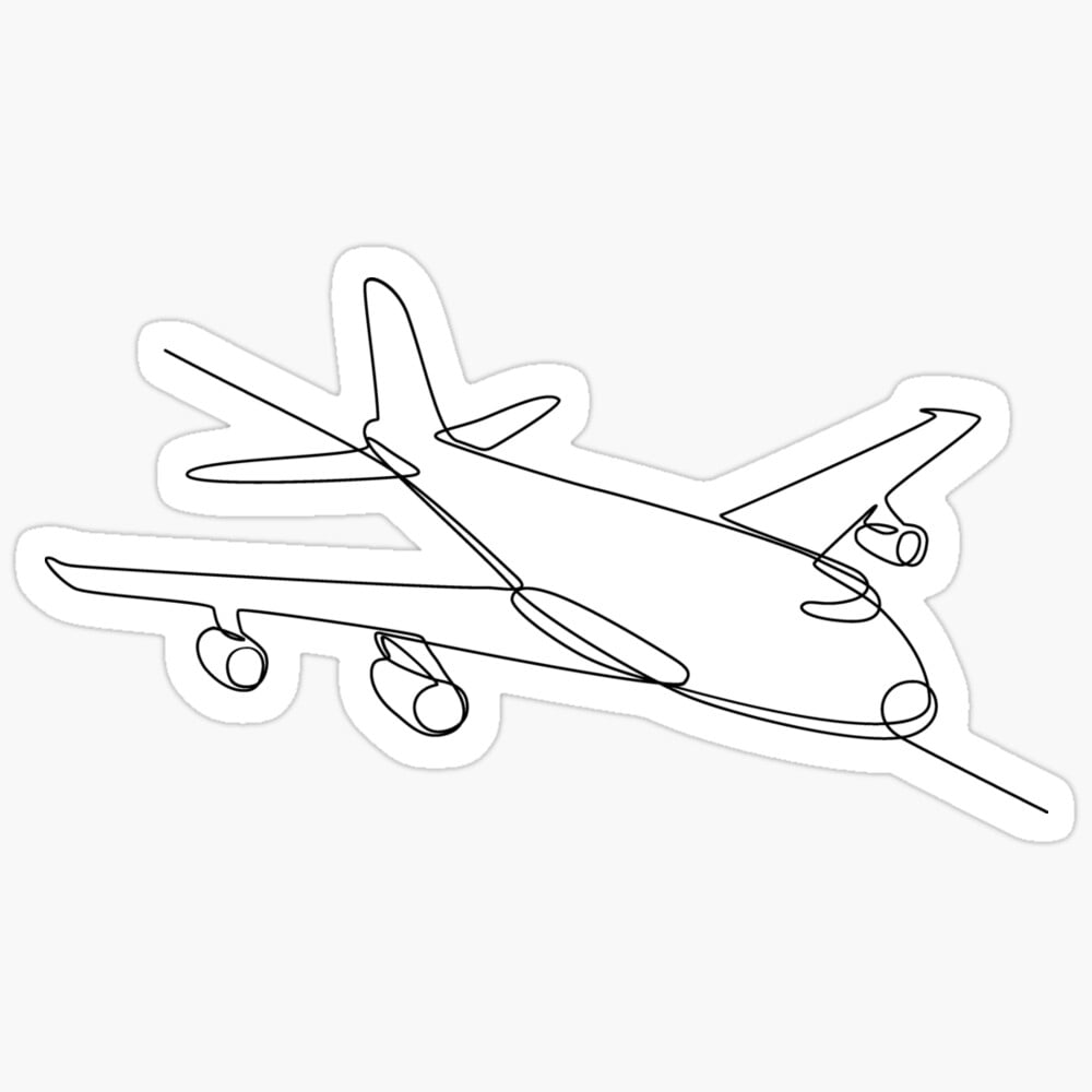 DOPASTICKER Jumbo Jet Plane Airliner Continuous Line Sticker Phone ...
