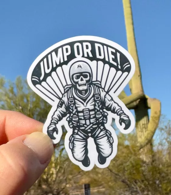 DOPASTICKER Jump Or Die Skeleton Skydiver Sticker, Decal, Military ...