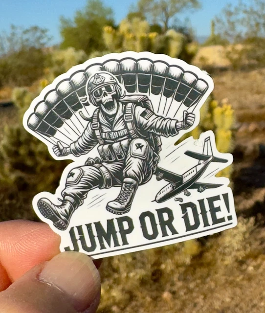 DOPASTICKER Jump Or Die Skydiving Skeleton Sticker, Decal, Plane, Skull ...