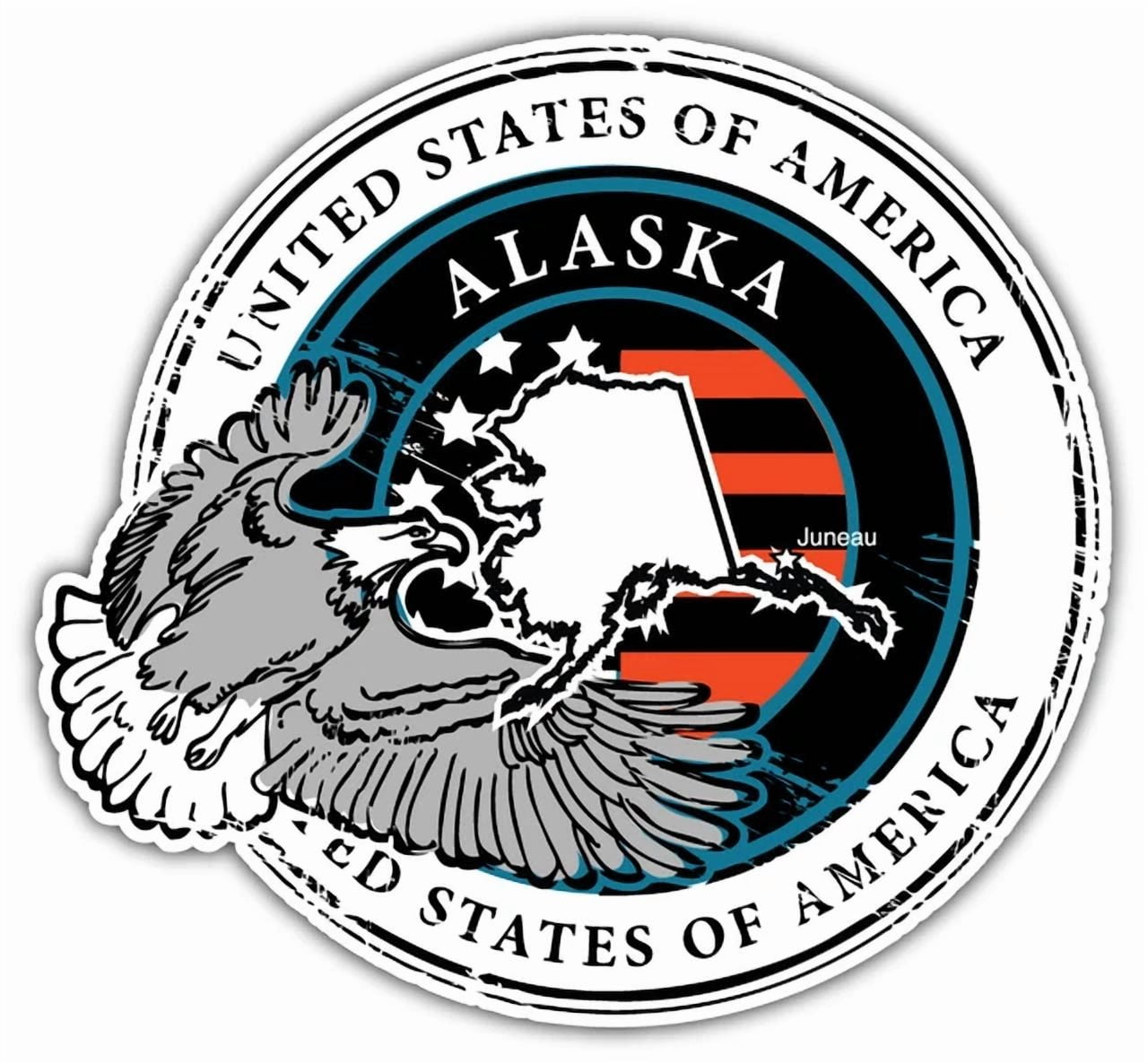 DOPASTICKER Juneau City Alaska Usa Map State Grunge Emblem Car Sticker ...