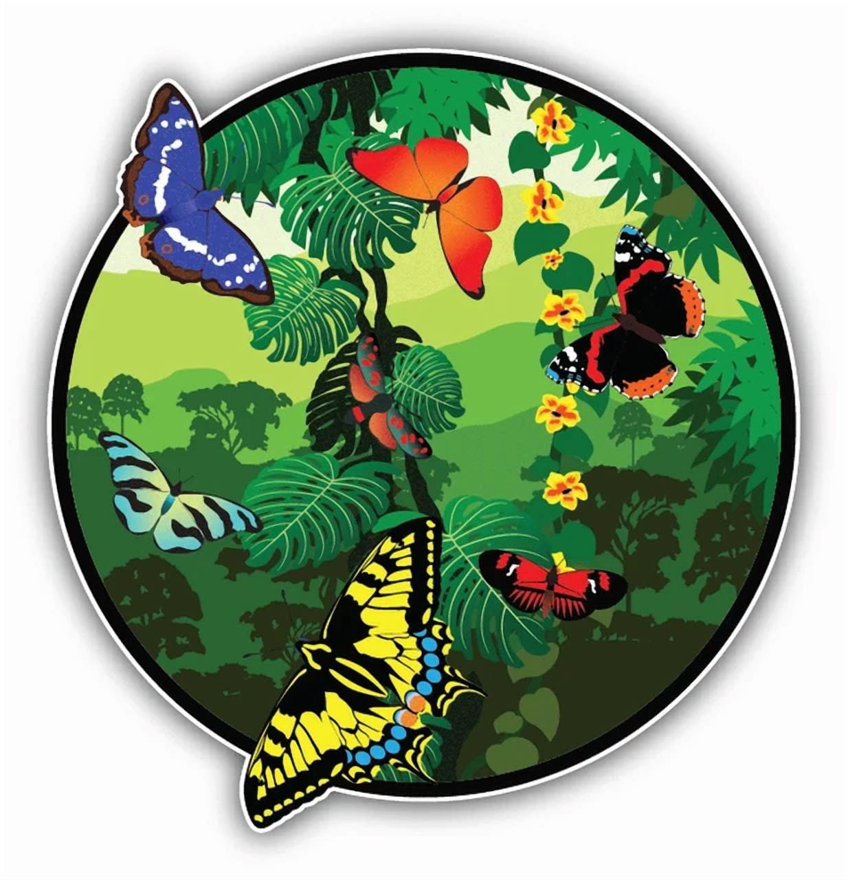 DOPASTICKER Jungle Butterflies Cartoon Car Sticker Phone Water Bottle ...