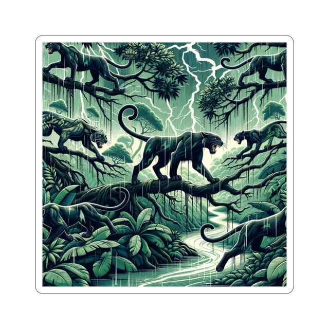 DOPASTICKER Jungle Panthers In Monsoon Storm- Design Preview Only ...