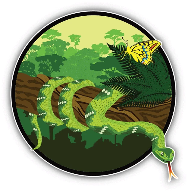 DOPASTICKER Jungle Snake Cartoon Wild World Sticker Decal Phone Decal ...