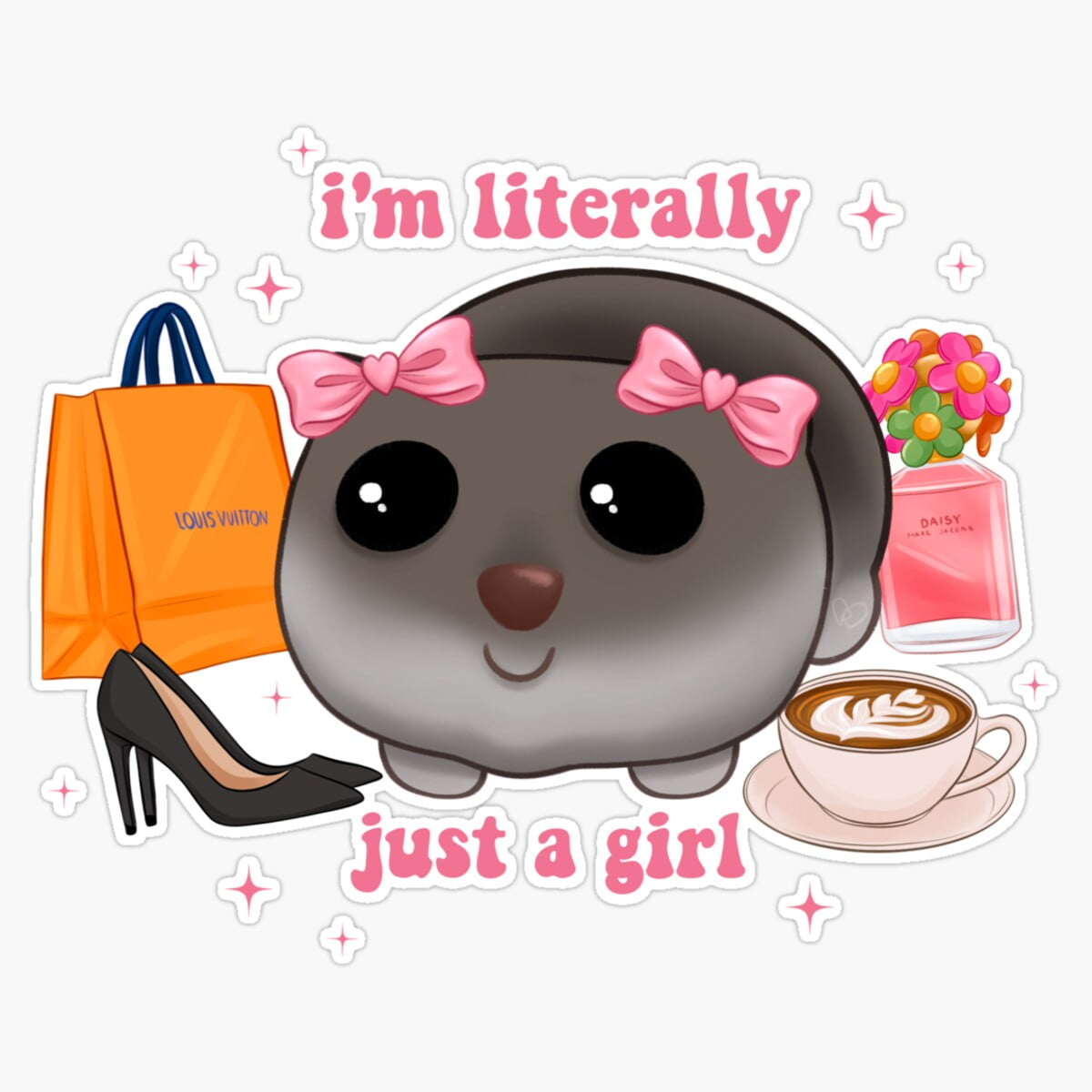 DOPASTICKER Just A Girl, I'M Literally Just A Girl, Hamster, Hamster ...