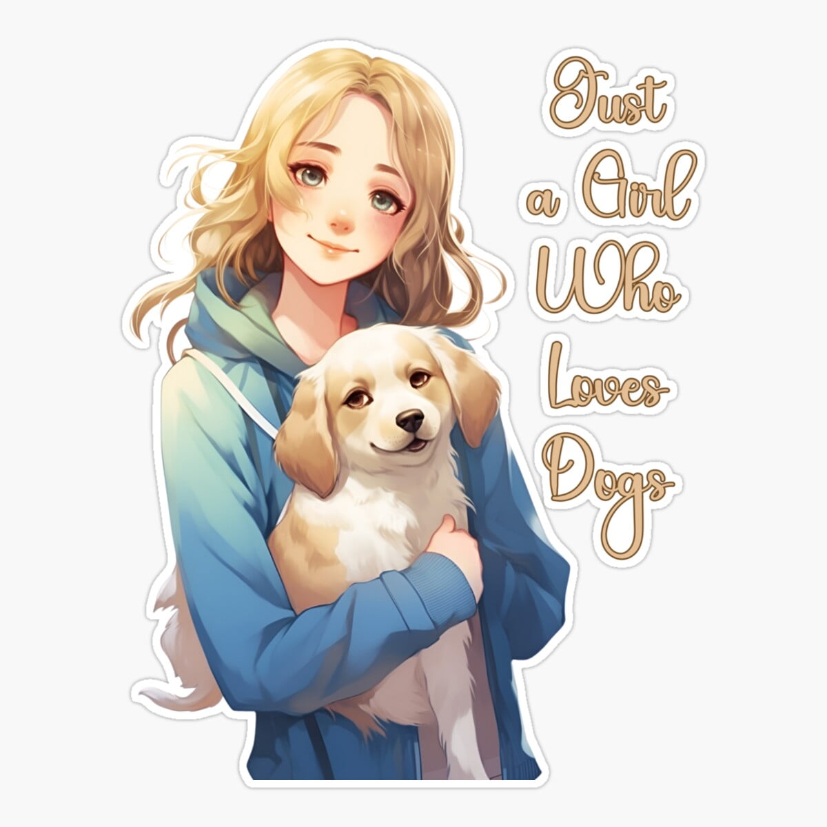 DOPASTICKER Just A Girl Who Loves Dogs, Dog, Lover Dog. Sticker, Phone ...