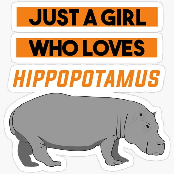 DOPASTICKER Just A Girl Who Loves Hippopotamus, Sticker Phone Decal ...