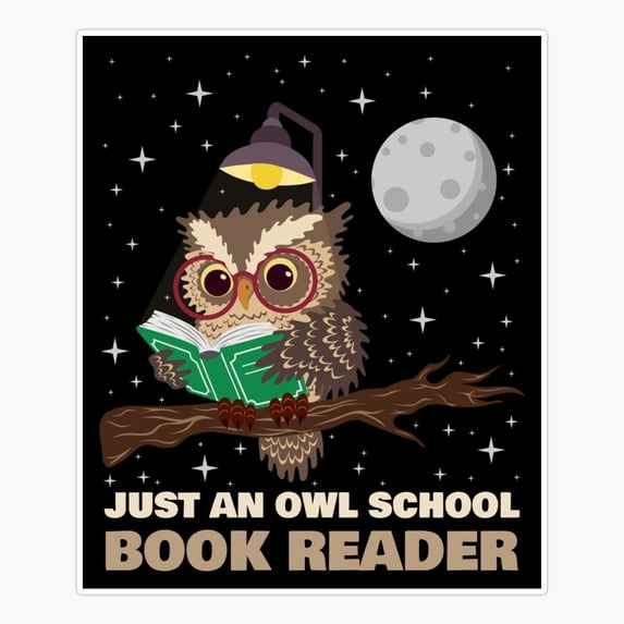 DOPASTICKER Just An Owl School Book Reader Sticker, Phone Sticker Car ...