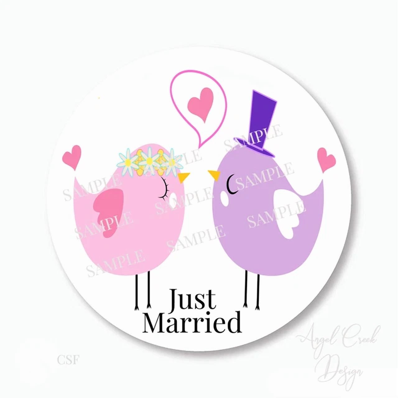 DOPASTICKER Just Married Birds Scrapbook Stickers Phone Decal Water ...