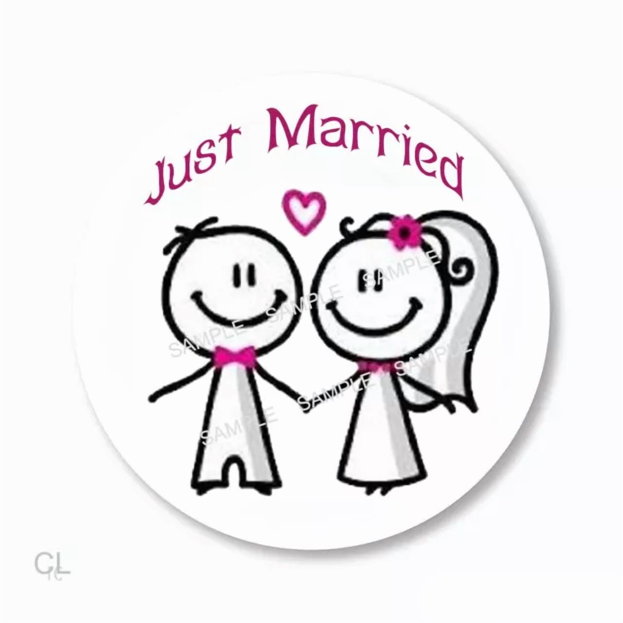 DOPASTICKER Just Married Stick People Scrapbook Stickers Wedding Phone ...