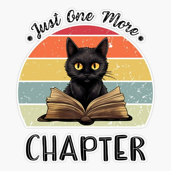 DOPASTICKER Just One More Chapter, Book Lover, Cat Lover Sticker, Phone ...
