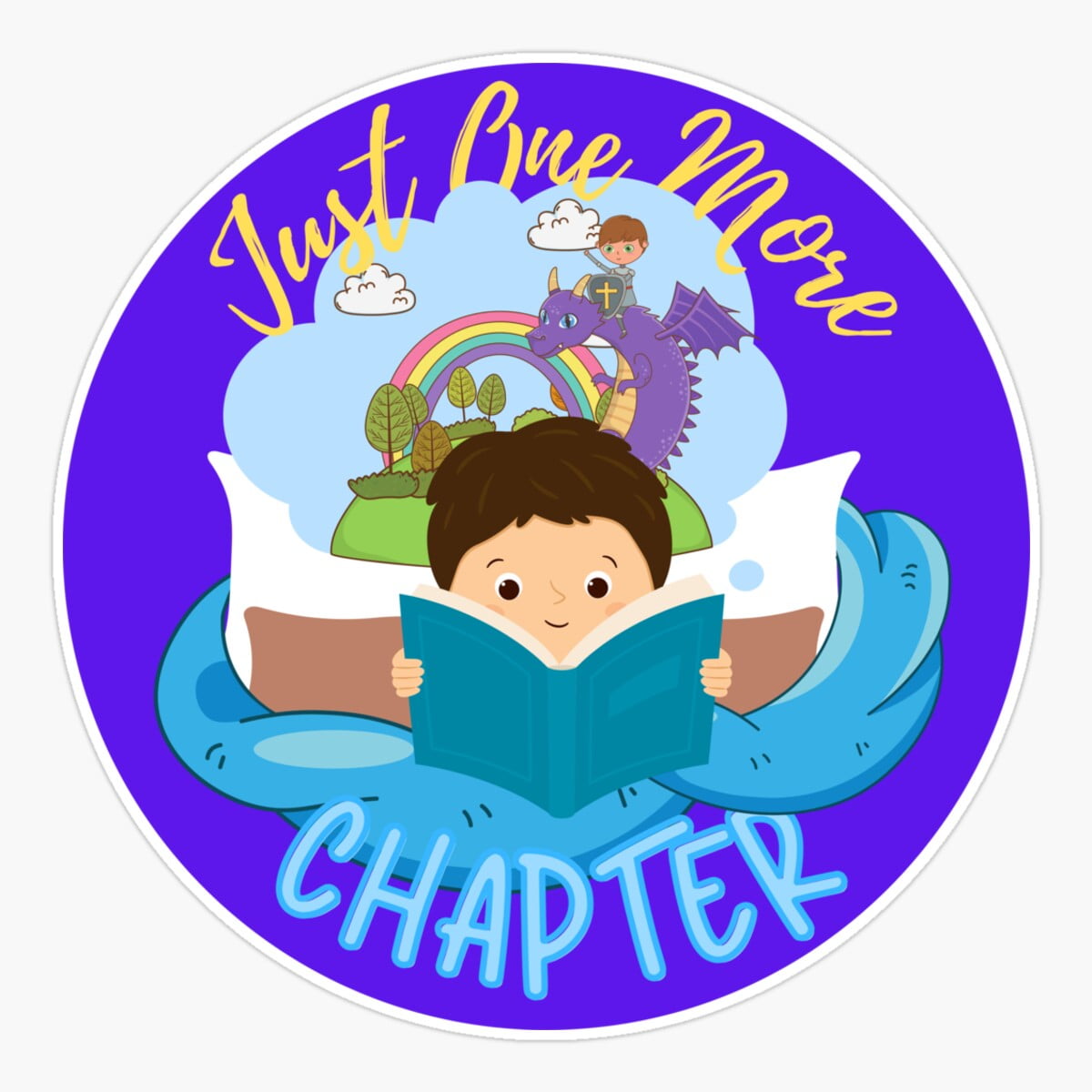 DOPASTICKER Just One More Chapter Boy Reading (Purple) Sticker, Phone ...