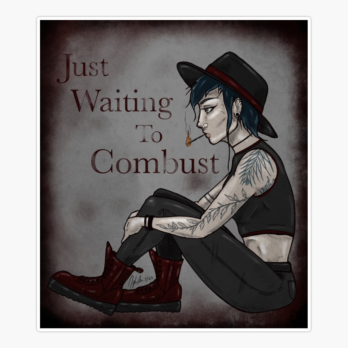 DOPASTICKER Just Waiting To Combust Sticker, Phone Sticker Car Sticker ...