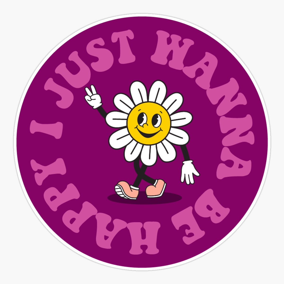 DOPASTICKER Just Wanna Be Happy, Purple Sticker, Phone Sticker Car ...