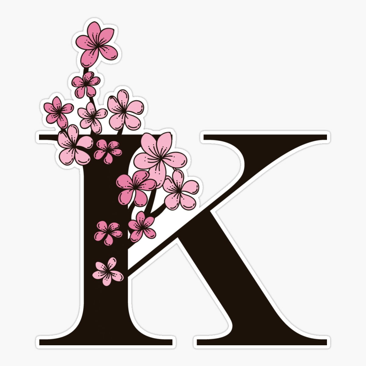 DOPASTICKER K Botanical Monogram Sticker, Phone Sticker Car Stickers ...