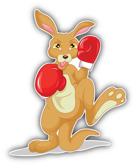 DOPASTICKER Kangaroo Fighter Cartoon Sticker Decal Phone Decal Water ...