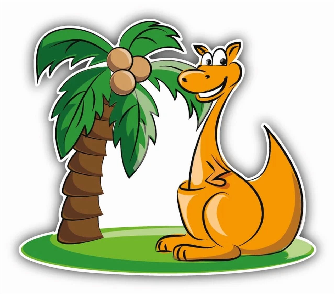 DOPASTICKER Kangaroo Palm Cartoon Sticker Decal Phone Decal Water ...
