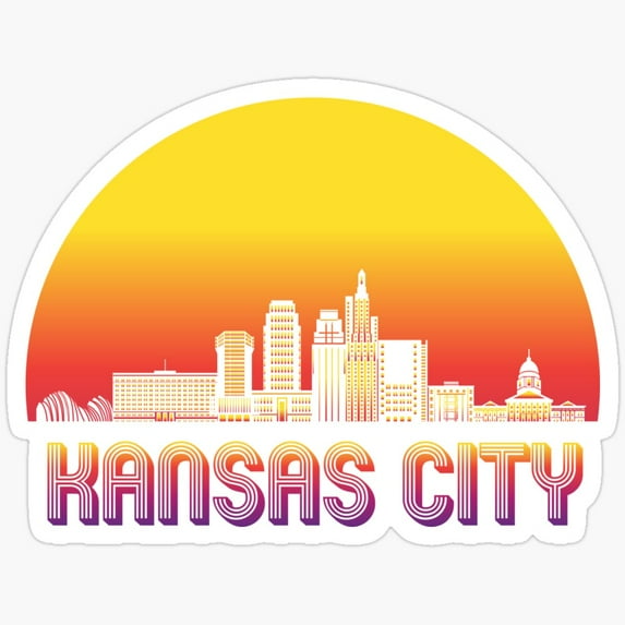 DOPASTICKER Kansas City Skyline With Retro Sunset Sticker Phone Sticker ...
