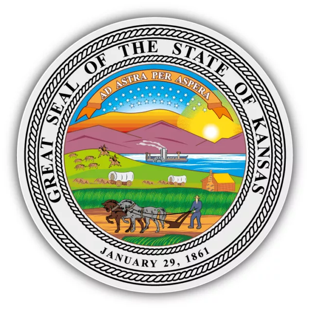 DOPASTICKER Kansas State Seal Car Sticker Phone Decal Water Bottle ...