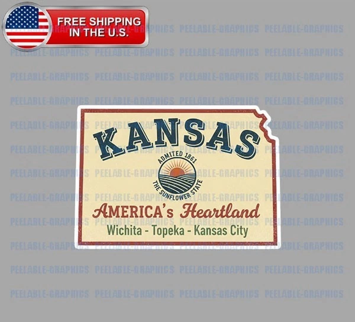 DOPASTICKER Kansas State Sticker Souvenir Travel Sticker Phone Sticker ...