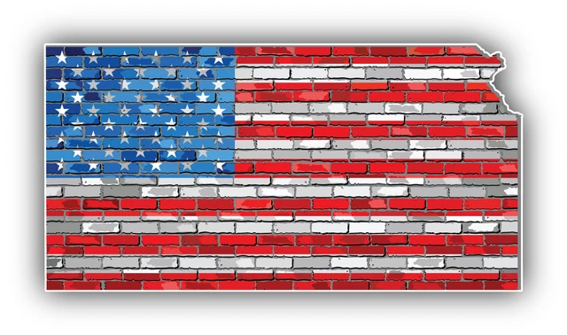 DOPASTICKER Kansas Usa Flag State Map Sticker Car Phone Decal Water ...