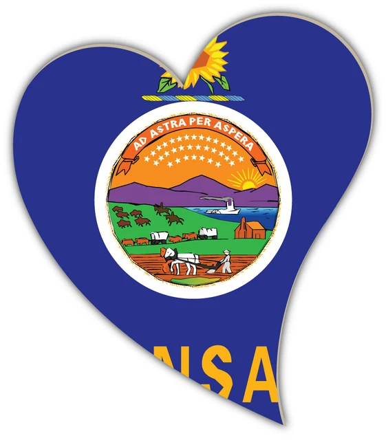 DOPASTICKER Kansas Usa State Flag Heart Icon Car Sticker Phone Decal ...