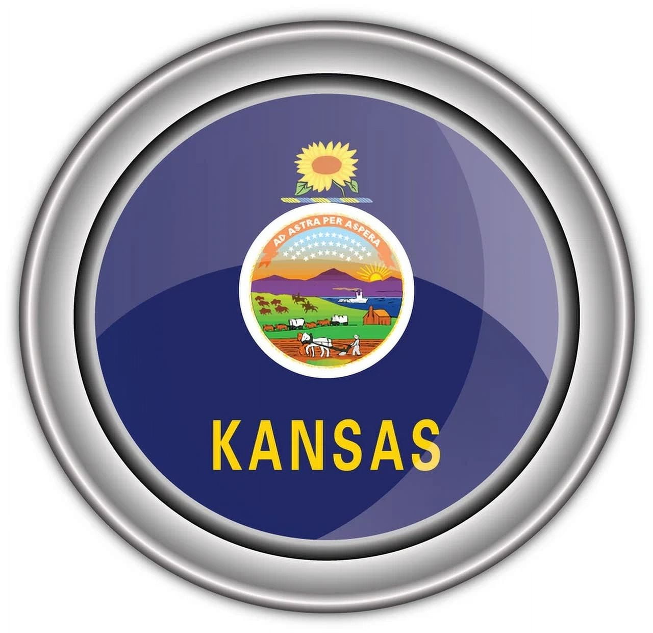 DOPASTICKER Kansas Usa State Flag Silver Badge Car Sticker Phone Decal ...