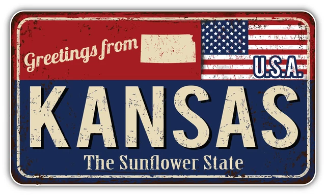 DOPASTICKER Kansas Usa State Grunge Retro Flag Emblem Car Sticker Phone ...