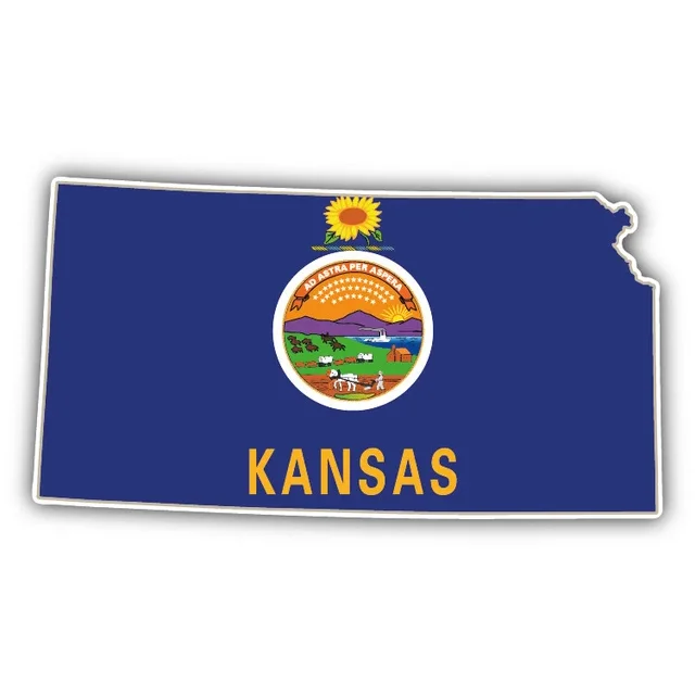 DOPASTICKER Kansas Usa State Map Flag Car Sticker Phone Decal Water ...