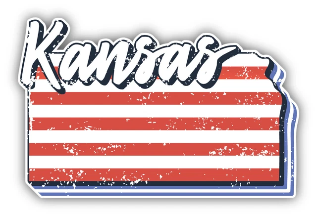 DOPASTICKER Kansas Usa State Map Flag Sticker Phone Decal Water Bottle ...