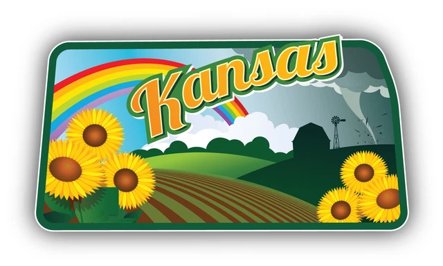 DOPASTICKER Kansas Usa State Map Sticker Car Phone Decal Water Bottle ...