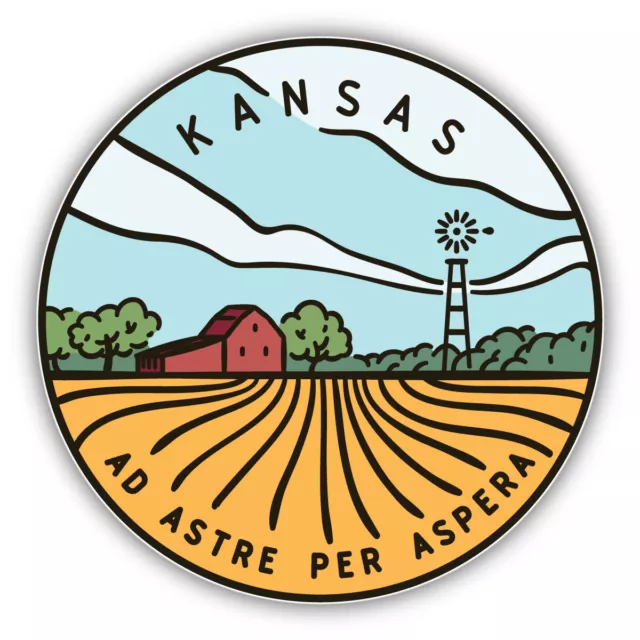 DOPASTICKER Kansas Usa State Retro Vintage Sticker Phone Decal Water ...