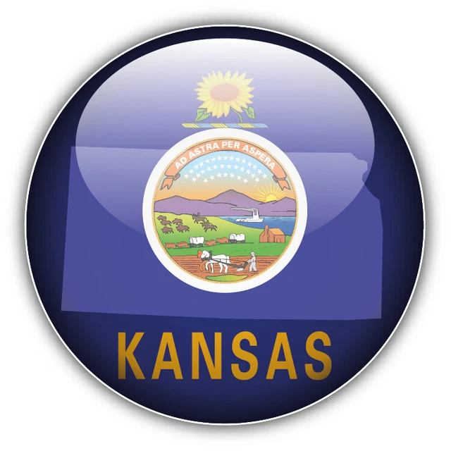 DOPASTICKER Kansas Usa State Seal Car Sticker Phone Decal Water Bottle ...