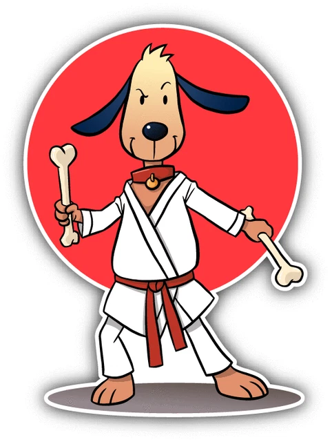 DOPASTICKER Karate Dog Cartoon Fighting Sticker Decal Phone Decal Water ...