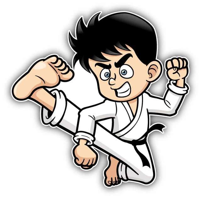 DOPASTICKER Karate Fighter Boy Cartoon Car Sticker Phone Decal Water ...