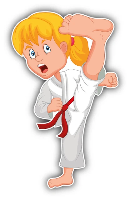 DOPASTICKER Karate Girl Fighter Cartoon Car Sticker Phone Decal Water ...