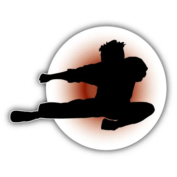 DOPASTICKER Karate Man Flying Kick Car Sticker Phone Decal Water Bottle ...
