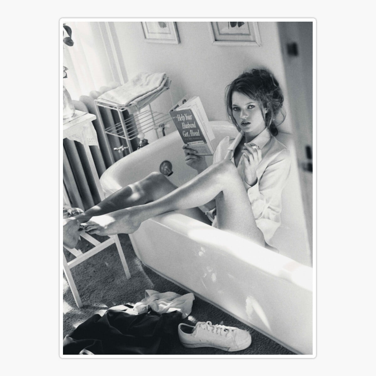 DOPASTICKER Kate Moss Fashion Photography 90S Black And White Editorial ...