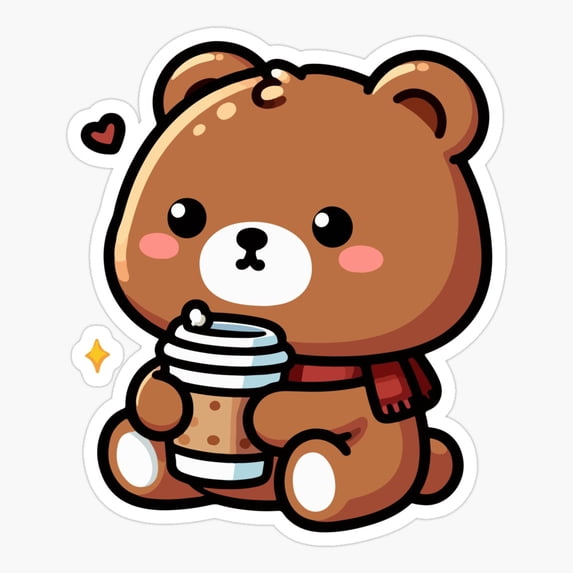 DOPASTICKER Kawaii Cute Bear Coffee 4, Pets And Animals For Men And ...