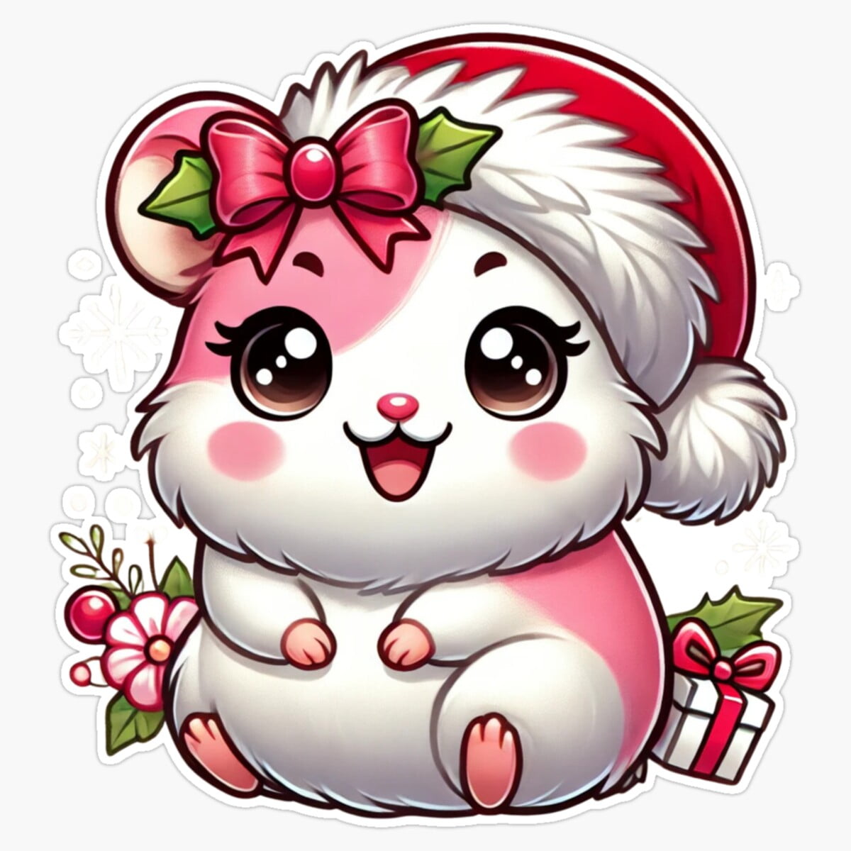 DOPASTICKER Kawaii Female Hamster In Festive Noel Style Adorable ...