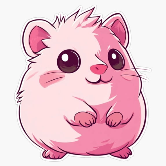 DOPASTICKER Kawaii Fluffy Pink Hamster Sticker, Phone Sticker Car ...