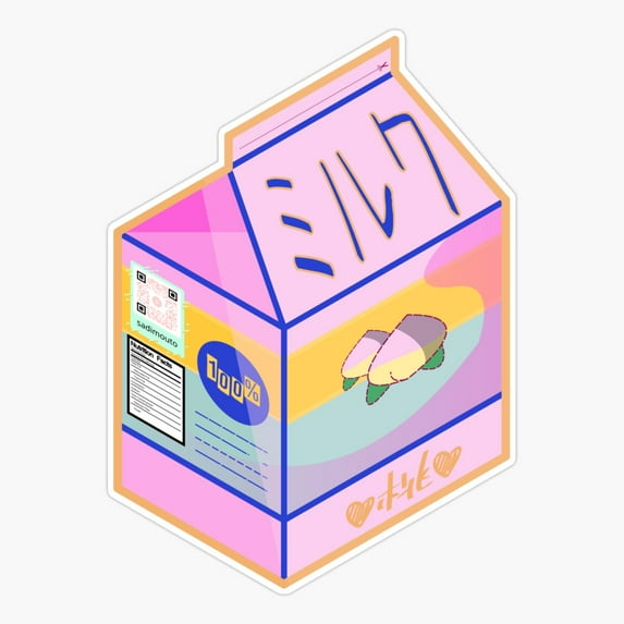 DOPASTICKER Kawaii Japanese Peach Lavored Milk Carton Sticker, Phone ...