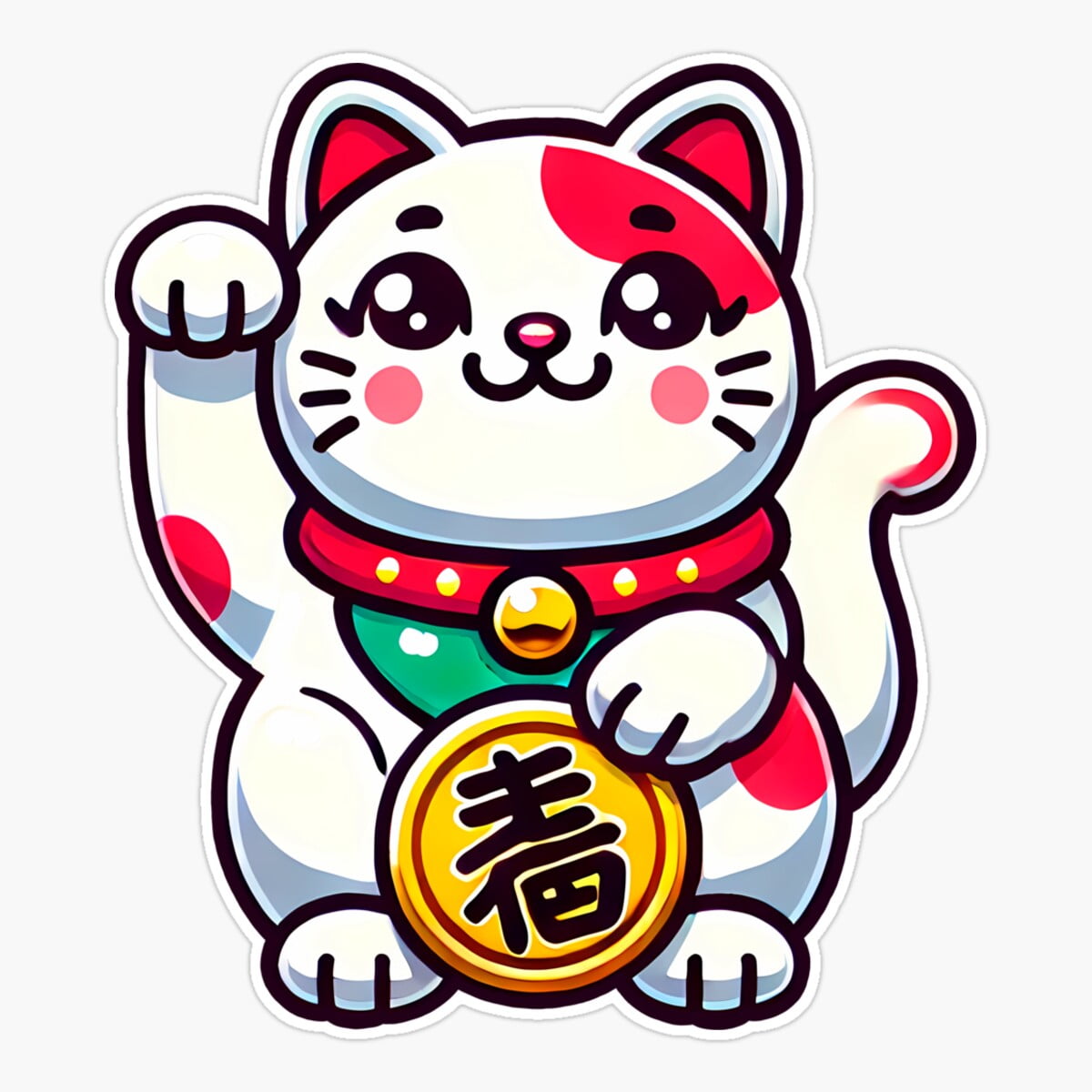 DOPASTICKER Kawaii Lucky Cat Manekineko Sticker, Phone Sticker Car ...