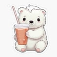 DOPASTICKER Kawaii Polar Bear Holding Bubble Tea Sticker, Phone Sticker ...