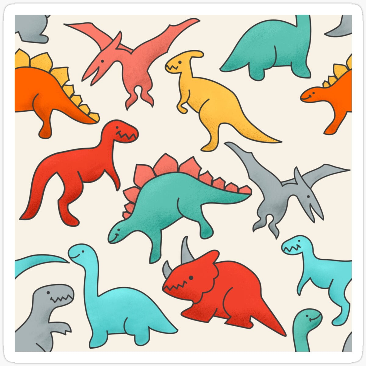 DOPASTICKER Kawaii Style Dinosaurs Pattern Sticker Birthday Gifts ...