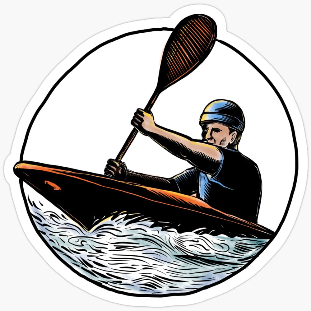 DOPASTICKER Kayak Paddler Canoe Scratchboard Sticker Phone Decal Water ...