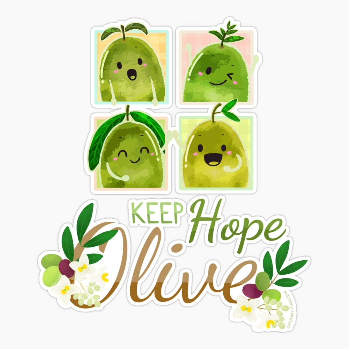 DOPASTICKER Keep Hope Olive, Punny Garden Sticker, Phone Sticker Car ...